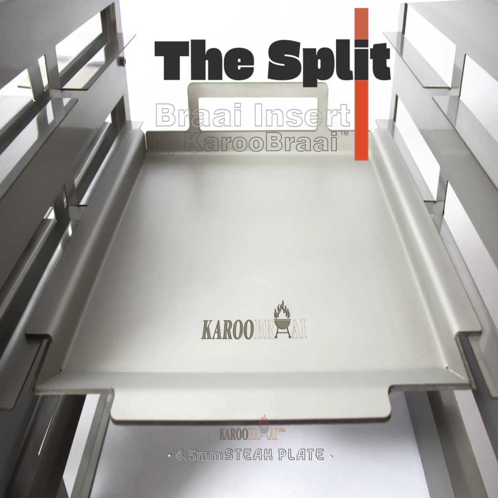 * KarooBraai™ Stainless Steel Flat-Pack™ SPLIT Insert Braai with Steak ...