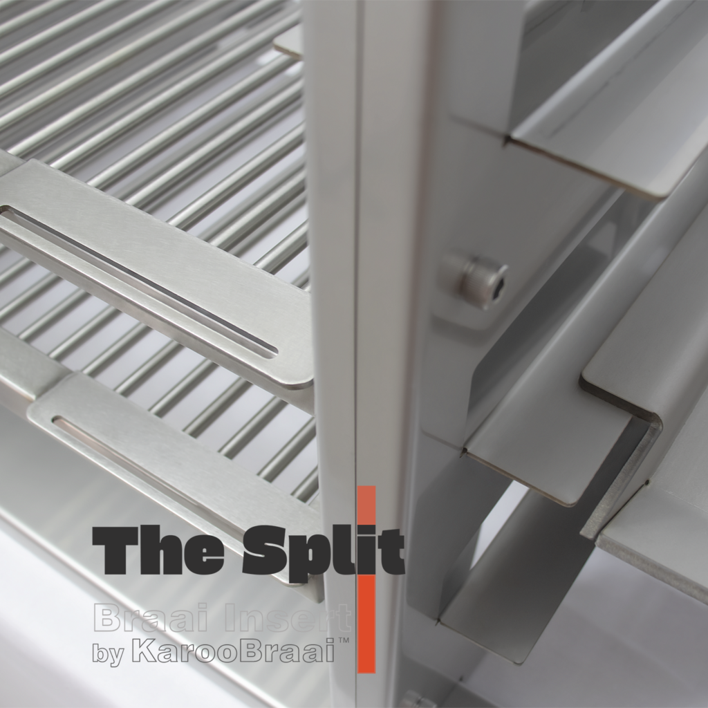 * KarooBraai™ Stainless Steel Flat-Pack™ SPLIT Insert Braai with Steak ...