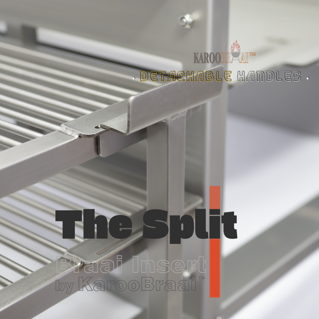* KarooBraai™ Stainless Steel Flat-Pack™ SPLIT Insert Braai with Steak ...