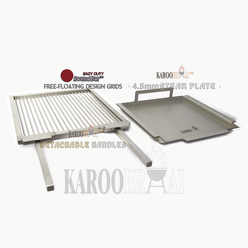 * KarooBraai™ Stainless Steel Flat-Pack™ SPLIT Insert Braai with Steak ...